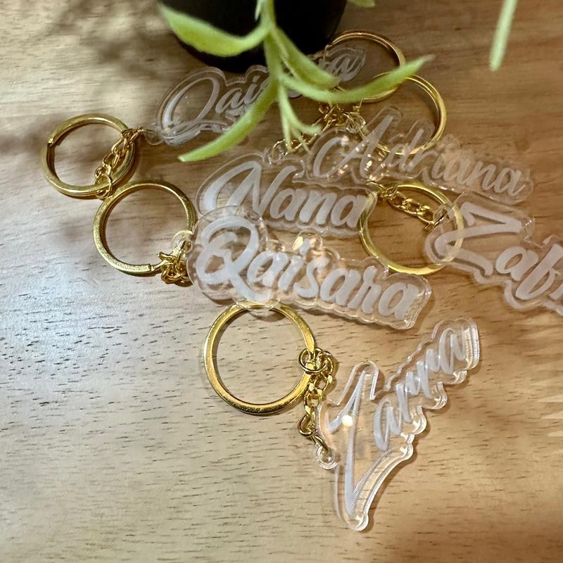 Keychain Nama Custom Arcylic Tebal 5MM Gold Keychains - TikTok Shop ...