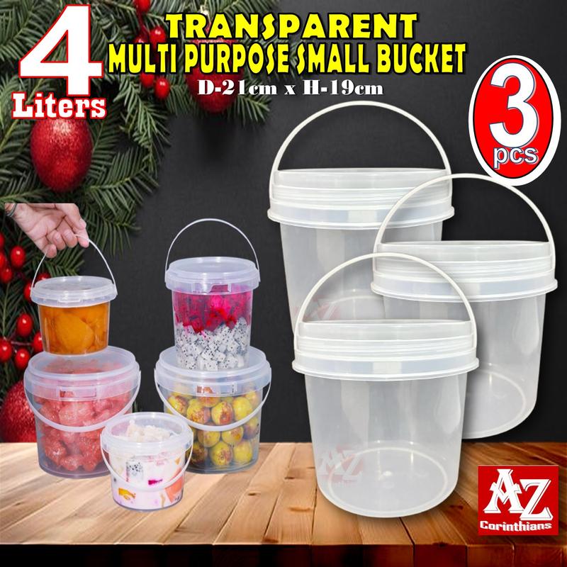 Multi Purpose Transparent Pail with Cover and Handle - 4 Liters ...
