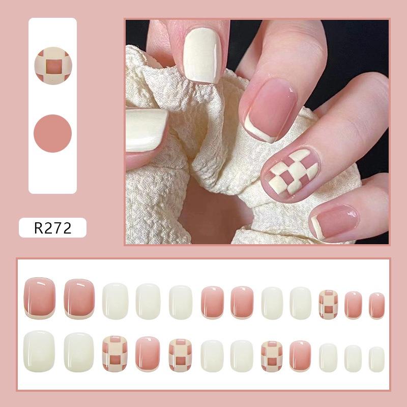In Stock Cute Princess Fake Nails 24 Bow Design Temperament Long Nail ...