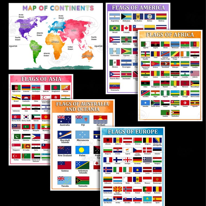 World Flags and Maps (Europe, Asia, Australia, Africa, America ...