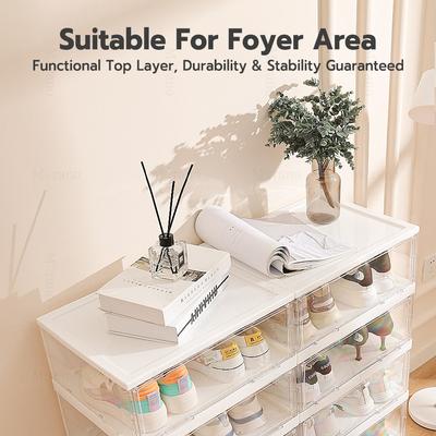 SIV Folding Rak Kasut Tertutup Storage Box Organizer Bertingkat Plastik ...