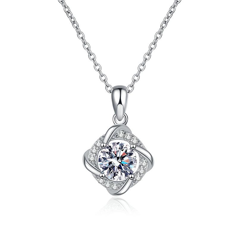 S925 Silver Mozambican diamond necklace rotating windmill pendant ...