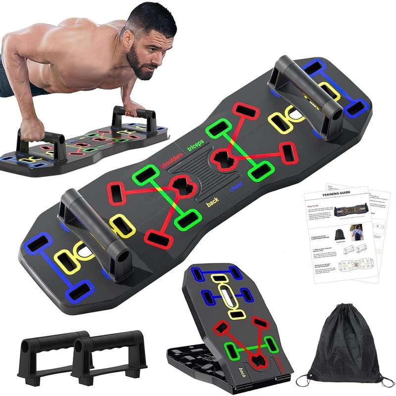 Push Board, Foldable 10 in 1 Push Bar with Resistance Bands,Portable ...