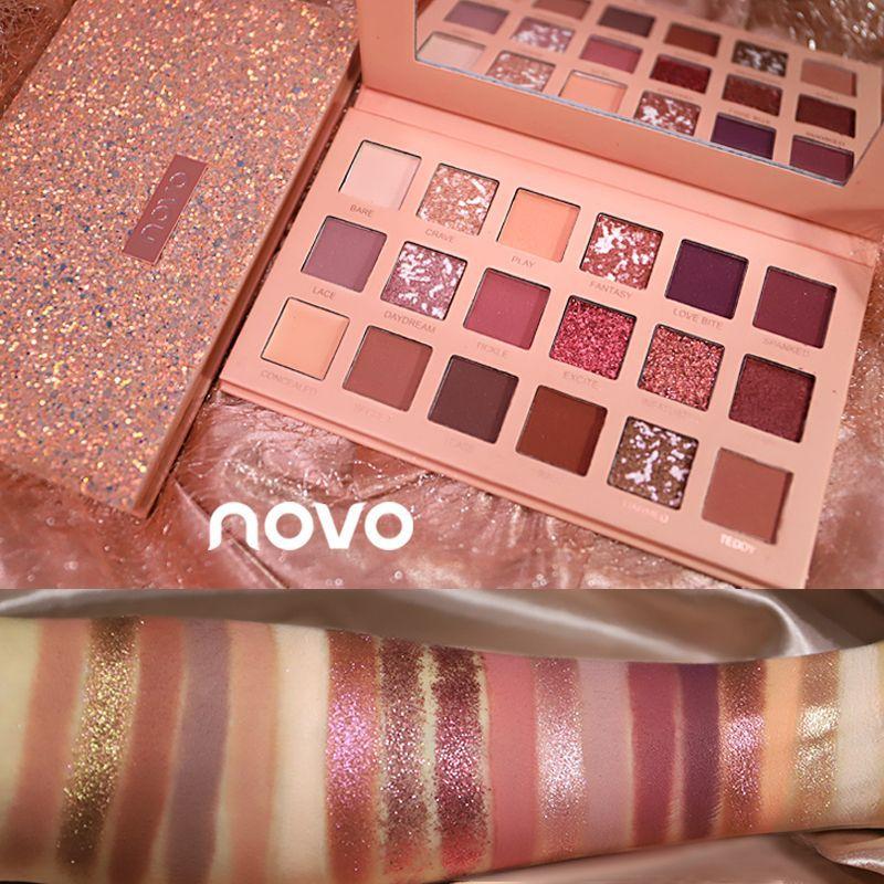 Palet Pembayang Mata, NOVO, Mawar Gurun Peri, 18 Warna, Matte, Shimmer ...