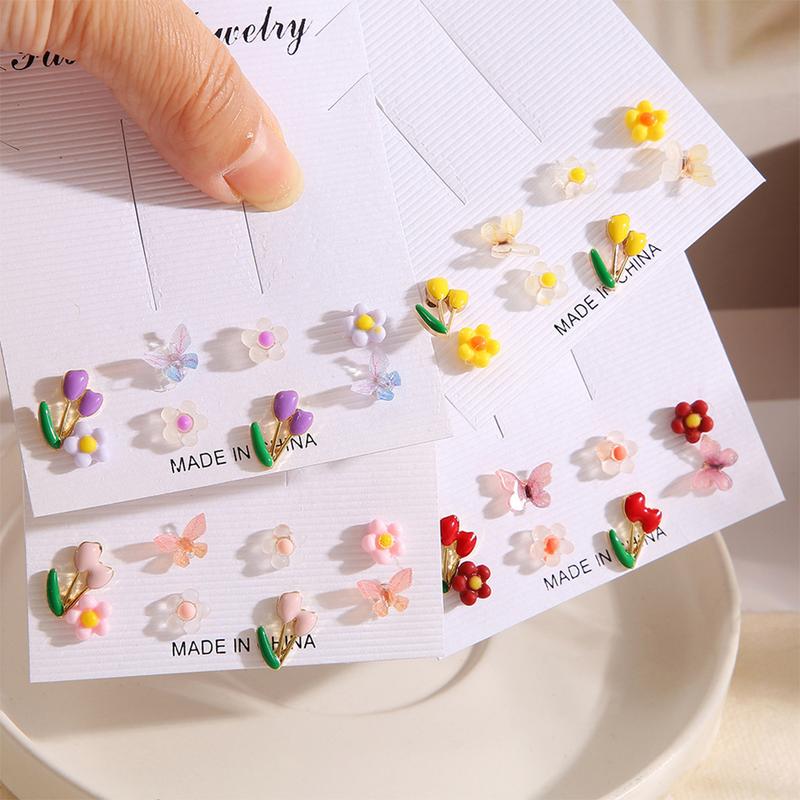 Anting-anting Bunga Rama-rama Buah Berwarna-warni, 8pcs / set, - TikTok ...