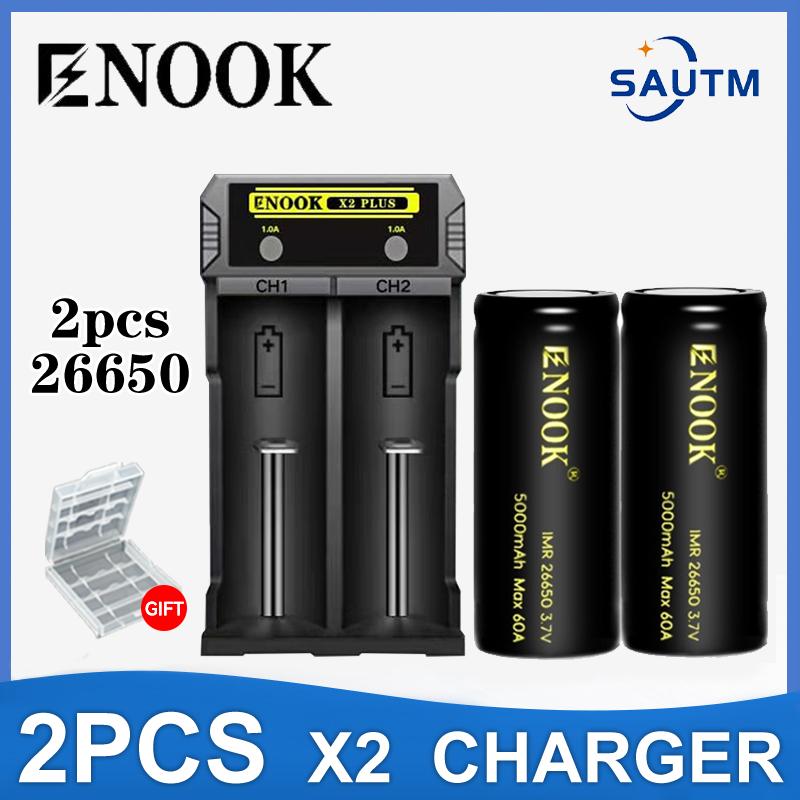 Enook 26650 rechargeable Li-ion 5000mAh 60A 3.7V battery fla - TikTok ...