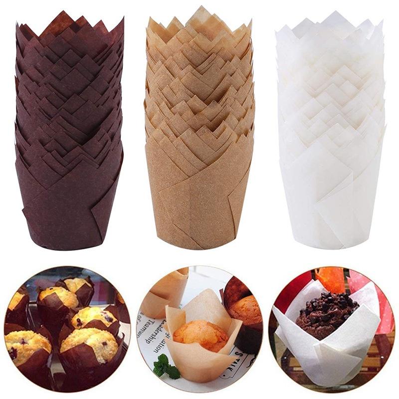 Cawan Kertas Kek Cawan Muffin Tulip, 50Pcs, Kalis Minyak, Pelapik Kek ...