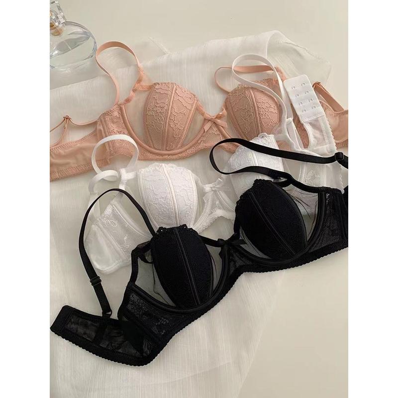 Lace Hook Flower Rabbit Ears Cup Mesh Underwear French Sexy Hollow ...