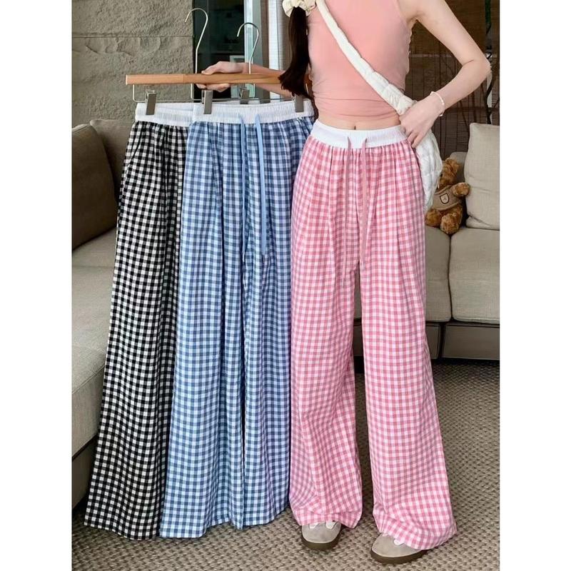 Seluar Kaki Lebar Berpetak, Warna Merah Jambu, untuk Wanita, - TikTok ...