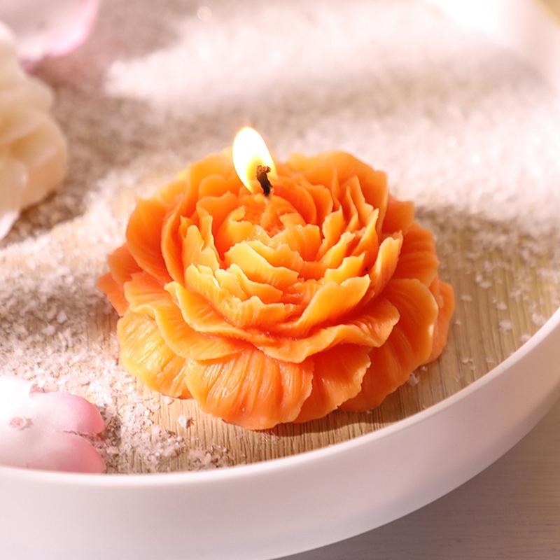 HZ Mainan-Acuan silikon untuk membuat lilin, bunga peony besar ...