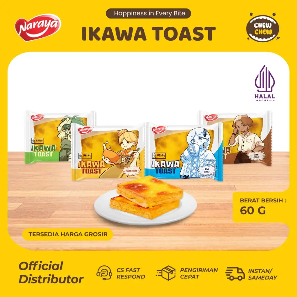 NARAYA Ikawa Toast 60gr Roti Panggang Rasa Coklat / Cream Cheese ...