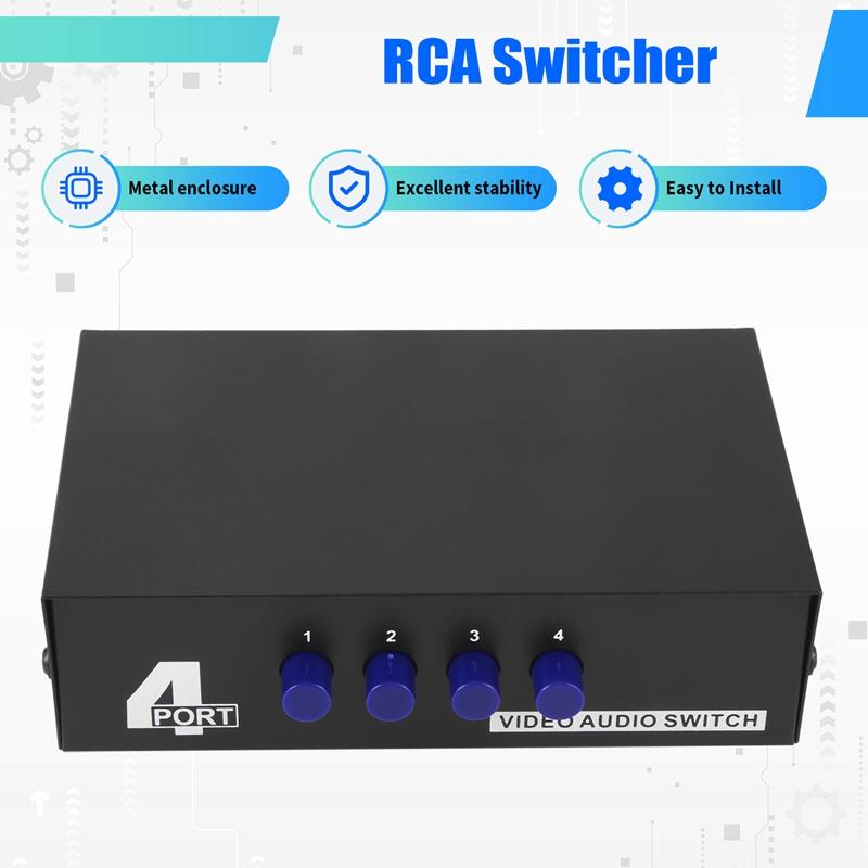 4 Port AV Switch RCA Switcher 4 in 1 Out Composite Video L/R - TikTok ...
