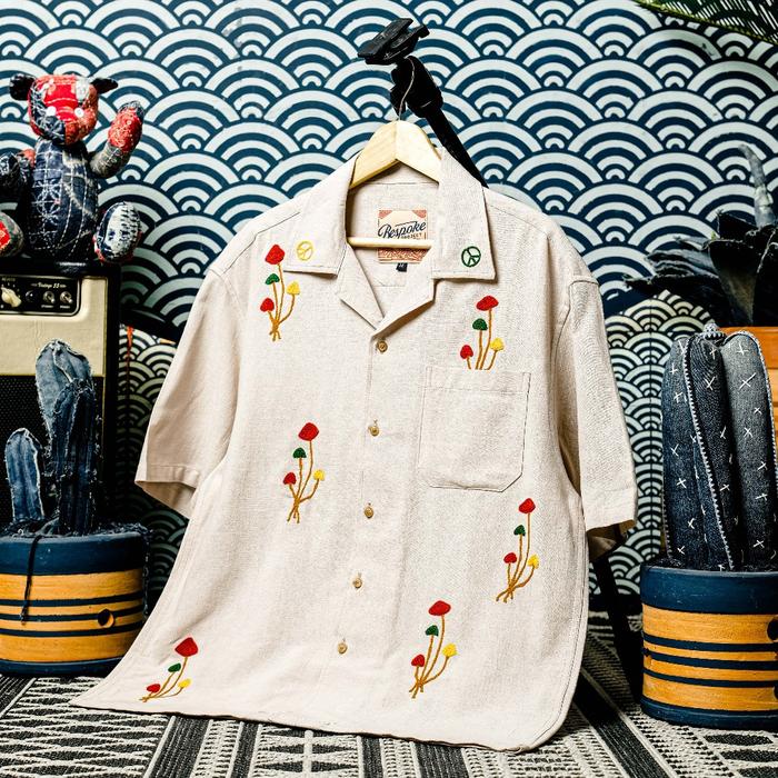 Promo Bespoke Project - Kemeja Linen Mushroom Embroidery - S - Kota ...