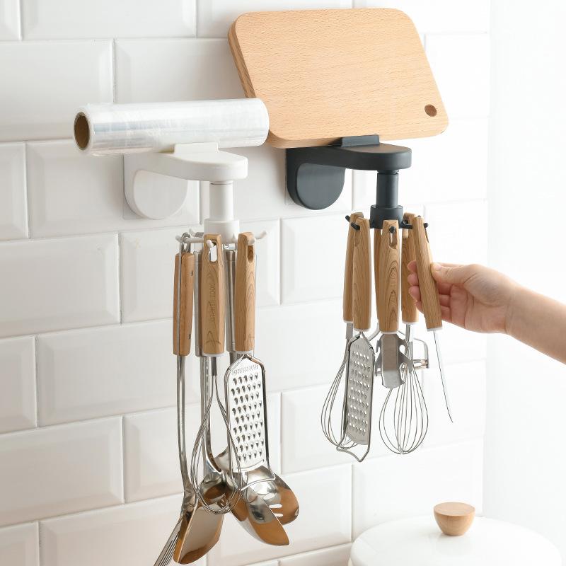 READY STOCK 360 Degree Rotate 6 Hook Kitchen Hanger Strong Adhesive ...