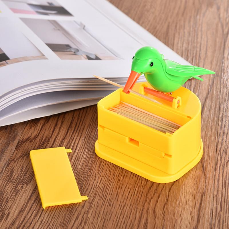 Press Type Bird Toothpick Dispenser Cute Creative Toothpick Holder ...