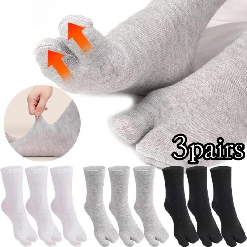 1/3Pairs Solid Color Two Toed Socks Women Men Breathable Comfortable ...