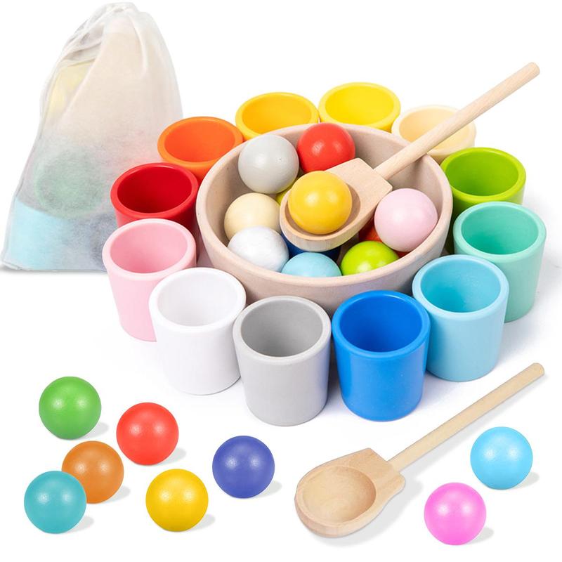 Random Color Wooden Color Matching Sensory Toy with Storage Bag ...