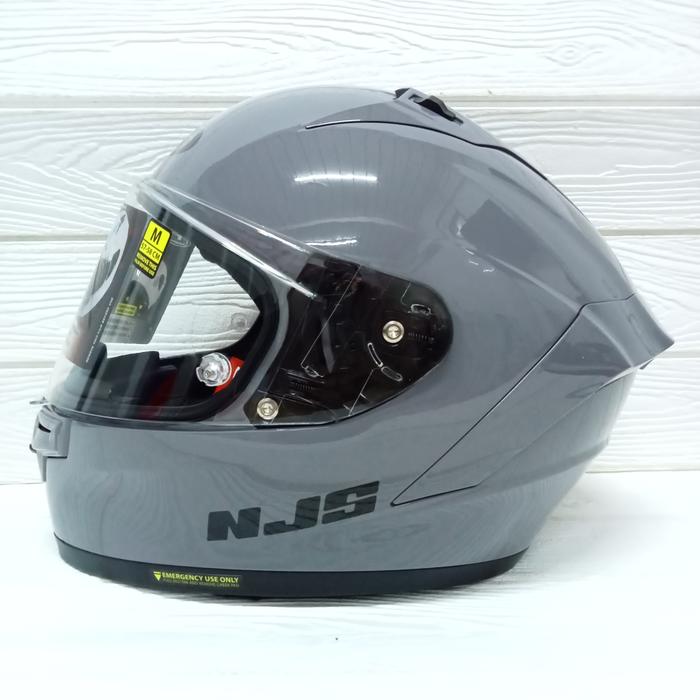 Jual NJS ZX1R SOLID HELM NJS ZX 1R SOLID STONE GREY GLOSSY POLOS ...
