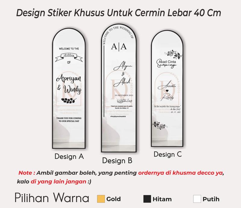 Sticker Cermin Kaca Mirror Sign Lebar 40 Cm Weding Pernikahan - Shop ...