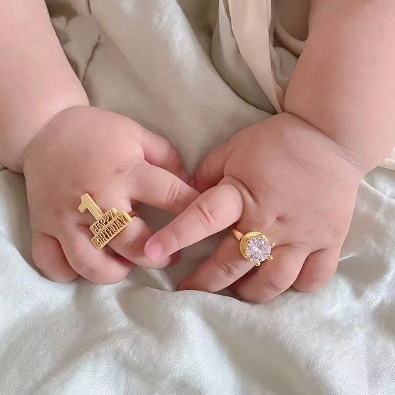 One-Year-Old Gold Ring Baby Children's Adjustable Ring 100 Days ...