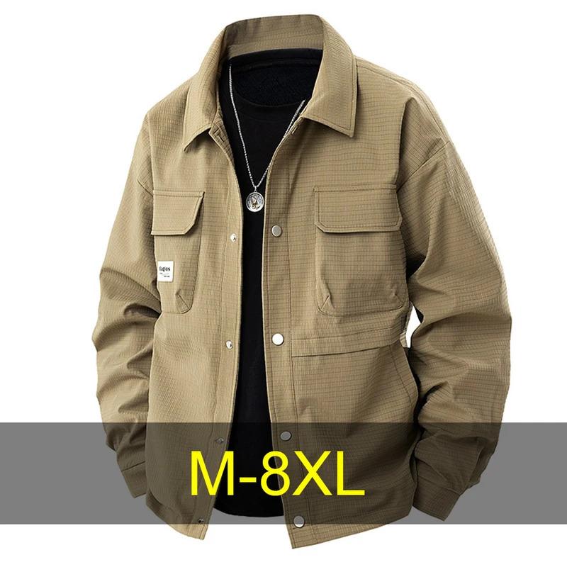 8XL Plus Size Cargo Jacket Men Spring Autumn Solid Color Jacket Fashion ...