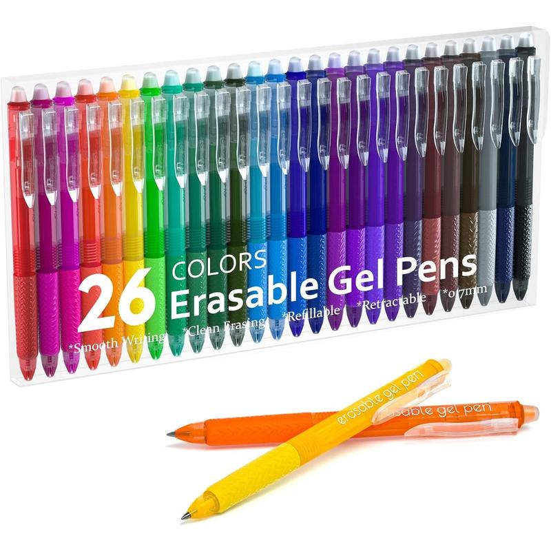 Erasable Gel Pens, 26 Colors Retractable Erasable Pens Clicker ...