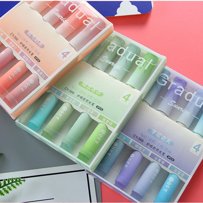 Highlighter pen set Cute Gradual Color 4in1 Marker Pen For Notetaking ...
