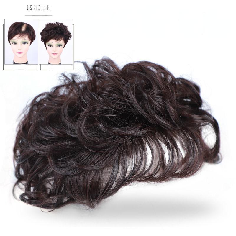 Short Curls Hair Patches Wigs Mothers Wig Simulated Hair Strands ...