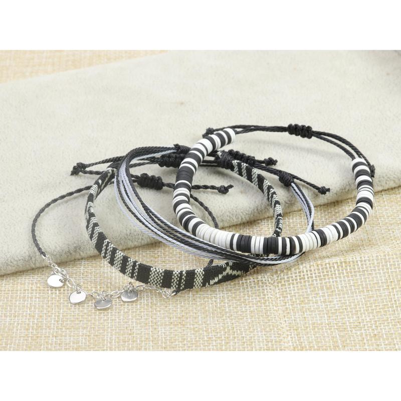 4pc Surfer Anklets For Men Waterproof String Rope Boho Clay Adjustable ...