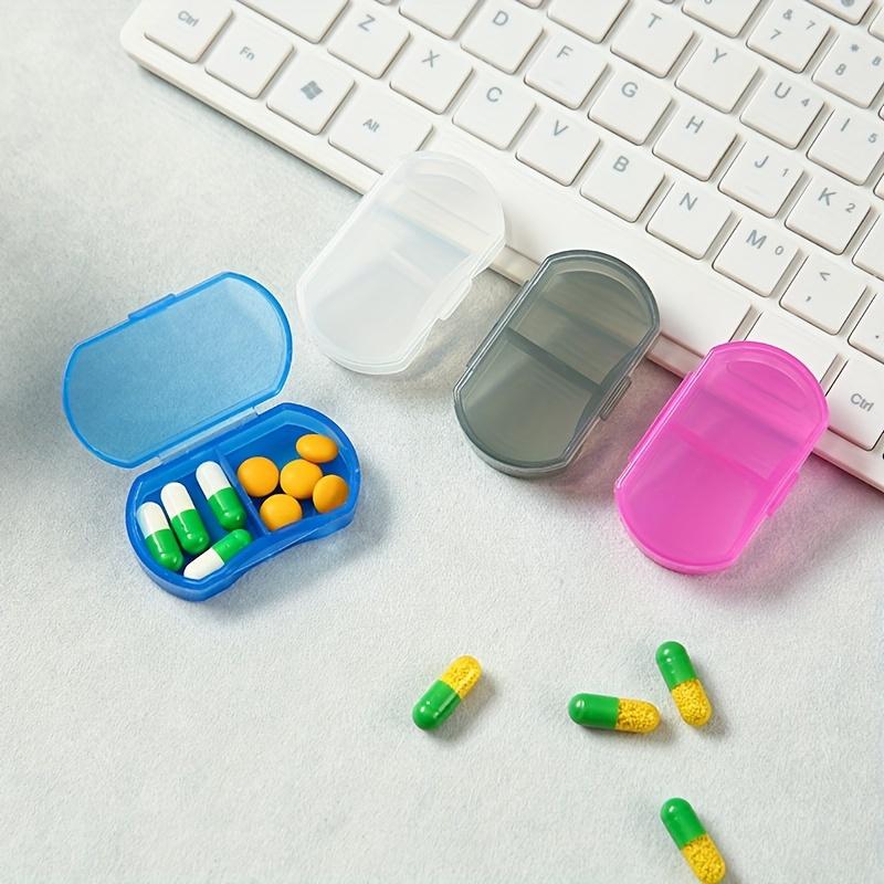 Transparent/Blue 2-Grid Plastic Pill Box, Mini Portable Flip-Top ...