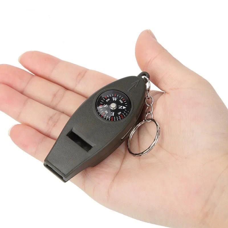 Outdoor Compass Whistle Thermometer Combo in 1 Keychain Survival ...