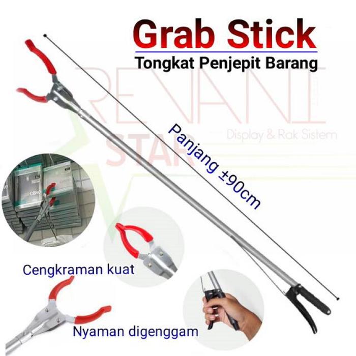 Promo Grab stick Silver Stainless / Plastik/ Tongkat Jemuran Alat ...