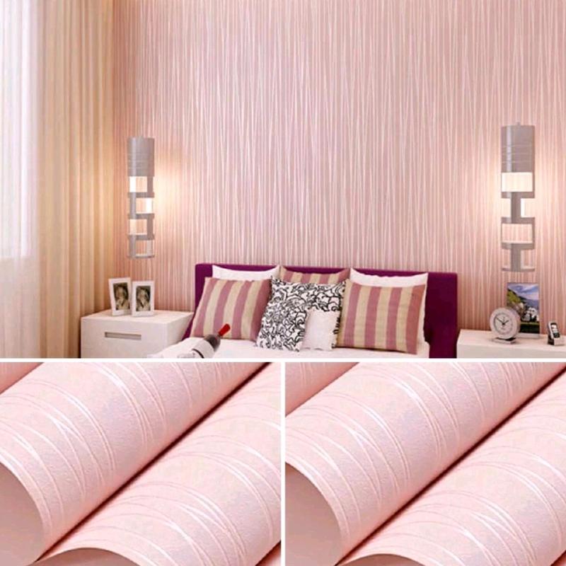 Wallpaper Sticker Dinding Kamar Embos Warna Pink Polos Motif - Shop ...