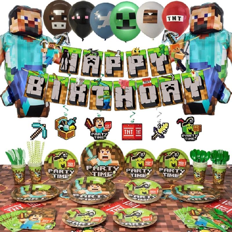 PARTY CITY Minecraft Theme Balloons Party Decorations Loot Bags ...