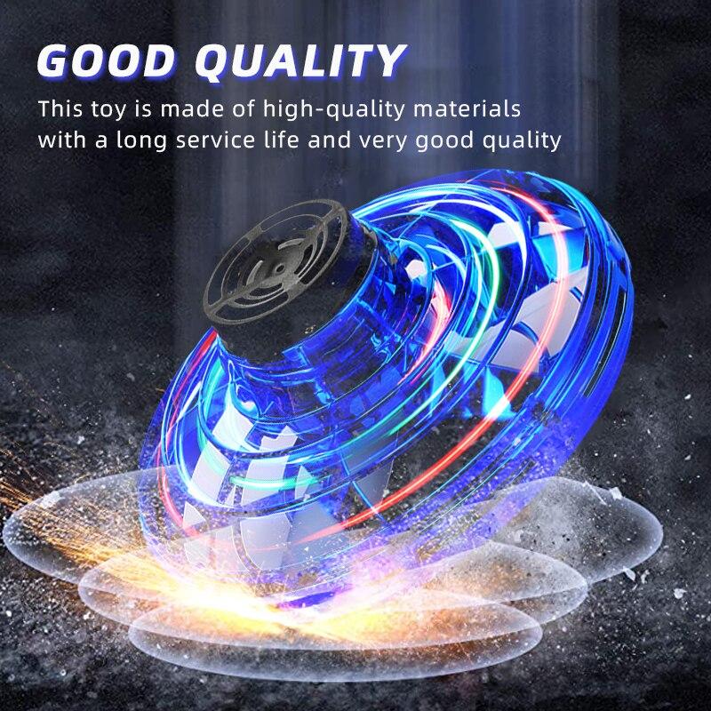 Mini Flying Spinner Luminous UFO Drone Hand Operated Toys Children ...