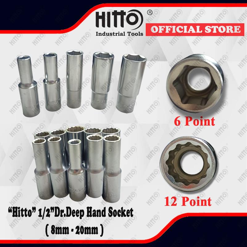 HITTO 8MM - 20MM 1/2" Dr. Deep Hand Socket / Box Socket / 6point Socket ...