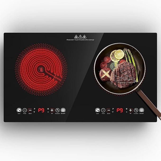 Electric Cooktop, 24 Inch 2 Burner Electric Cooktop 110V, Built-in ...