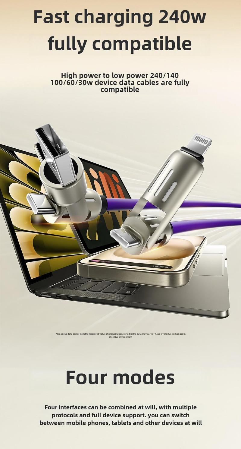 Kabel Data 4-in-1 Type-C 240W Fast Charging – Paduan Aluminium ...
