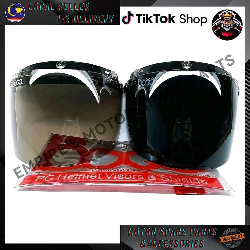 BOGO OPTICAL PC HELMET VISOR & SHIELDS 3 BUTTON BG-05 [TINTED/DARK ...