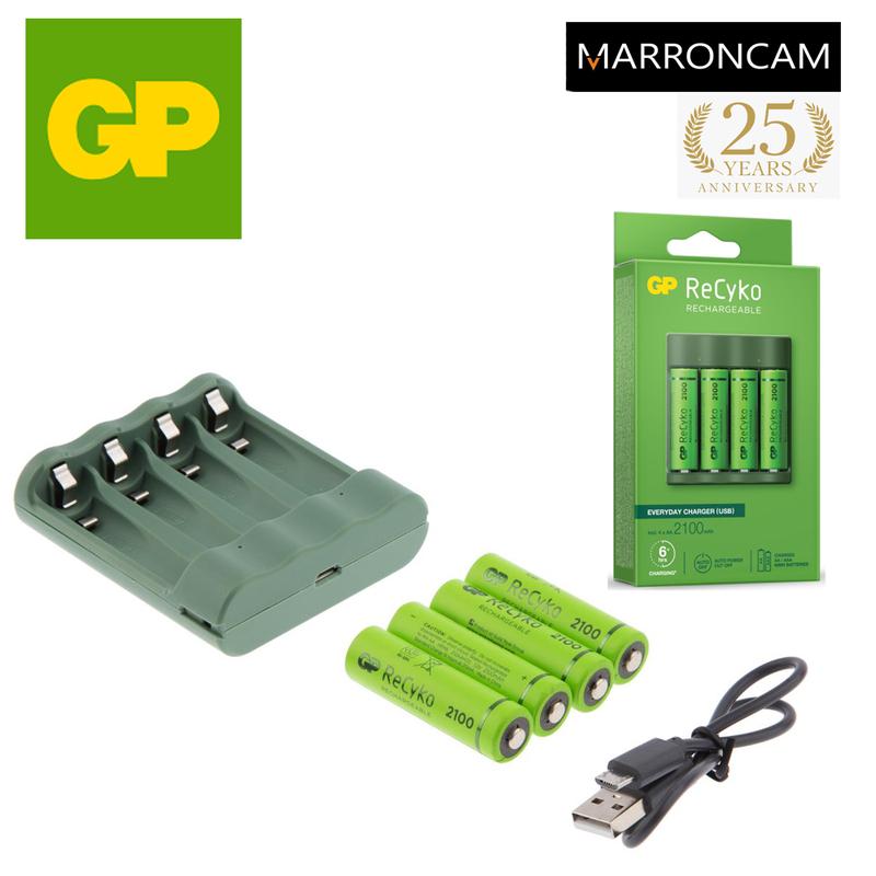 GP ReCyko Everyday Charger (USB) B421 4-slot NiMH with 4 x A - TikTok ...