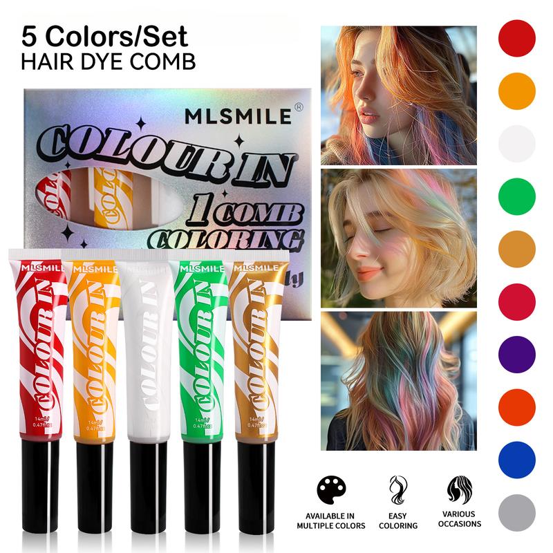 5 Colors/Set One-time Hair Dyeing Comb Easy Coloring Various Occasions ...