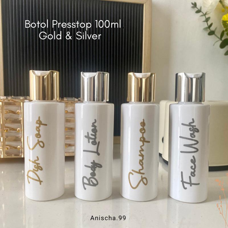 Botol Refill 100ml Putih RF Tutup PRESTOP Gold Silver Free Stiker ...