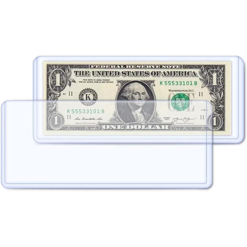25-Count Dollar Bill Holders Transparent Bill Sleeves Clear PVC ...
