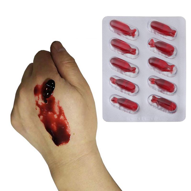 10pcs Halloween Fake Blood Capsule Plasma Pills for Vampire Horror ...