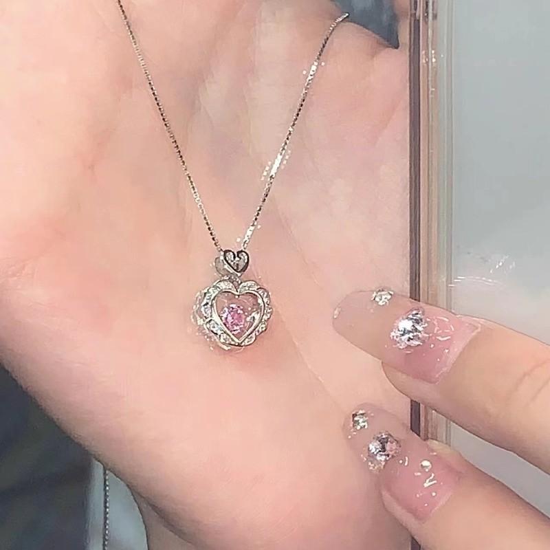Kalung Zirkon Cinta, Fesyen Korea, Warna Merah Jambu, Sesuai - TikTok ...