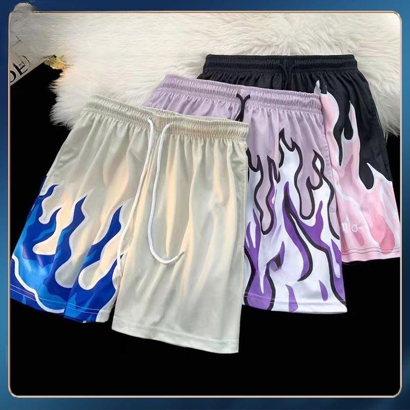 Seluar Pendek Lelaki, Gaya Amerika, Rekaan Bercetak Api, Sesuai ...