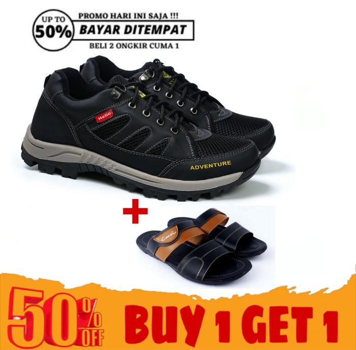 Promo Sepatu Hiking Gunung Adventure BELI 1 GRATIS SANDAL KULIT geoff ...