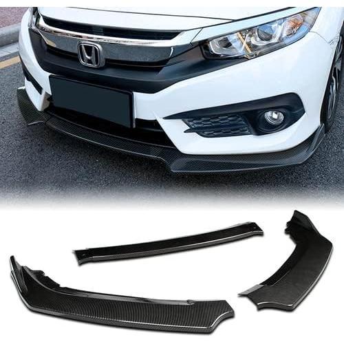 EPARTS 3 Pieces Carbon Fiber Look Front Bumper Lip Spoiler Splitter ...