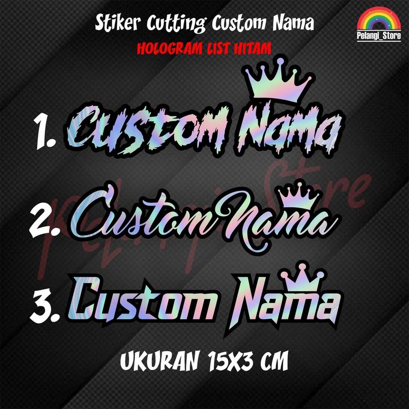 STIKER NAMA HOLOGRAM DAN WARNA TULISAN BEBAS CUTTING STICKER - Shop ...
