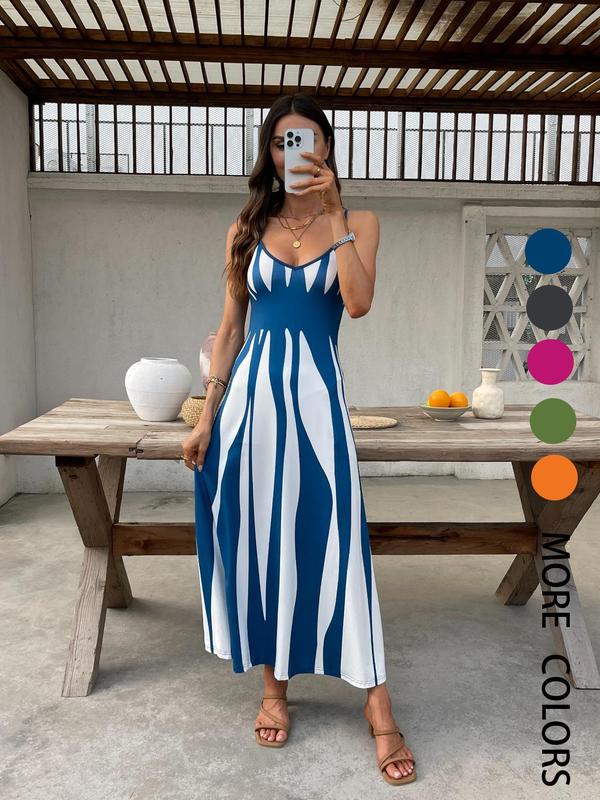 Women's Colorblock Cami Dress, Boho Fashion Casual Sleeveless Long ...